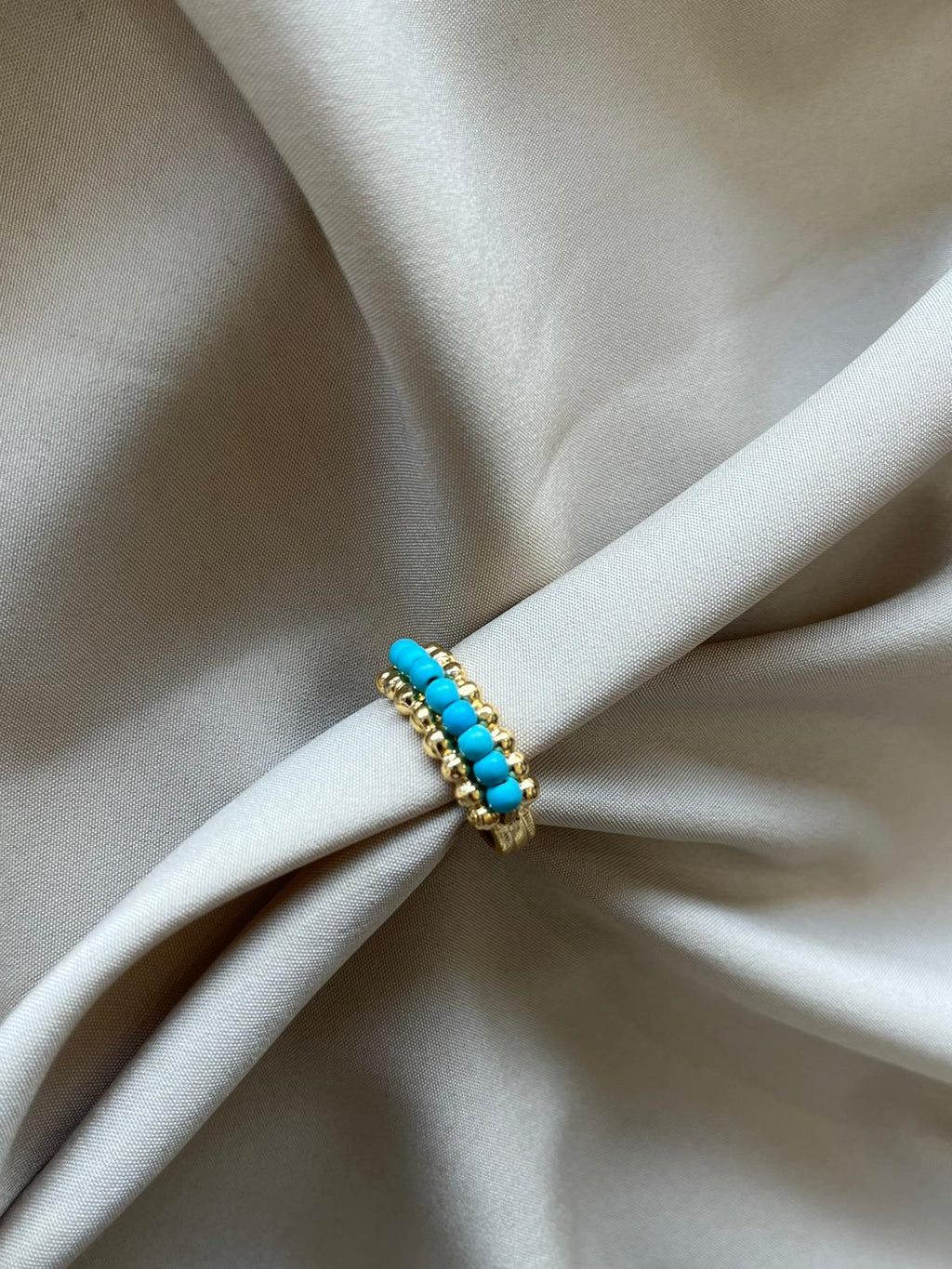 Blue beaded ring – opujewels