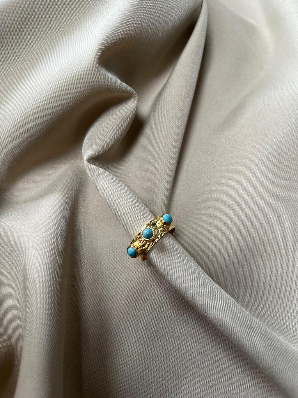 Cleopatra blue 18k gold plated ring – opujewels
