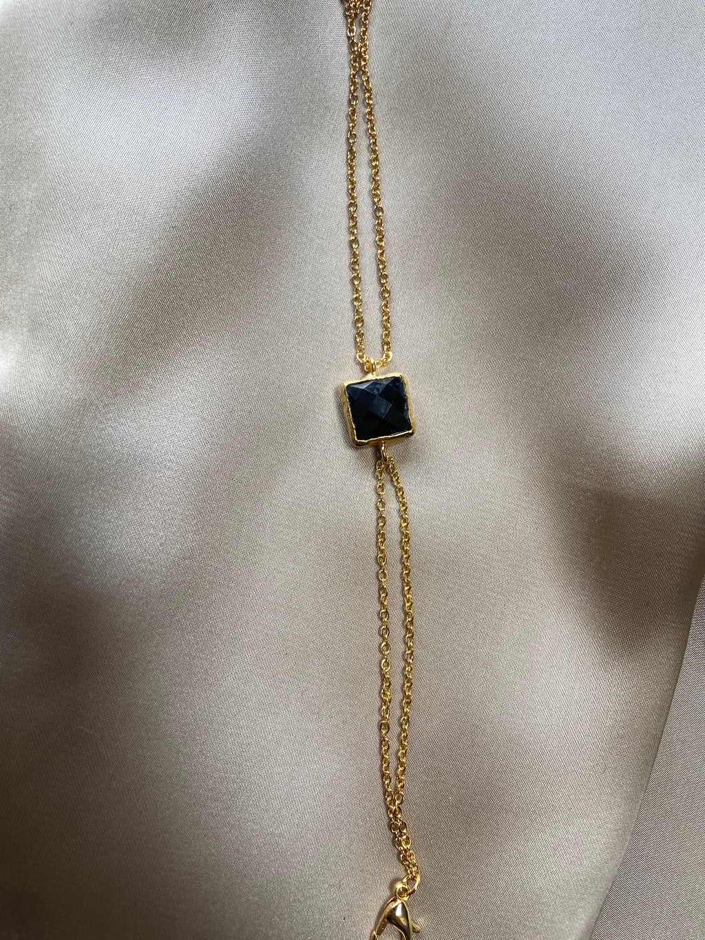 Black Square Dainty Double Chain Bracelet – opujewels