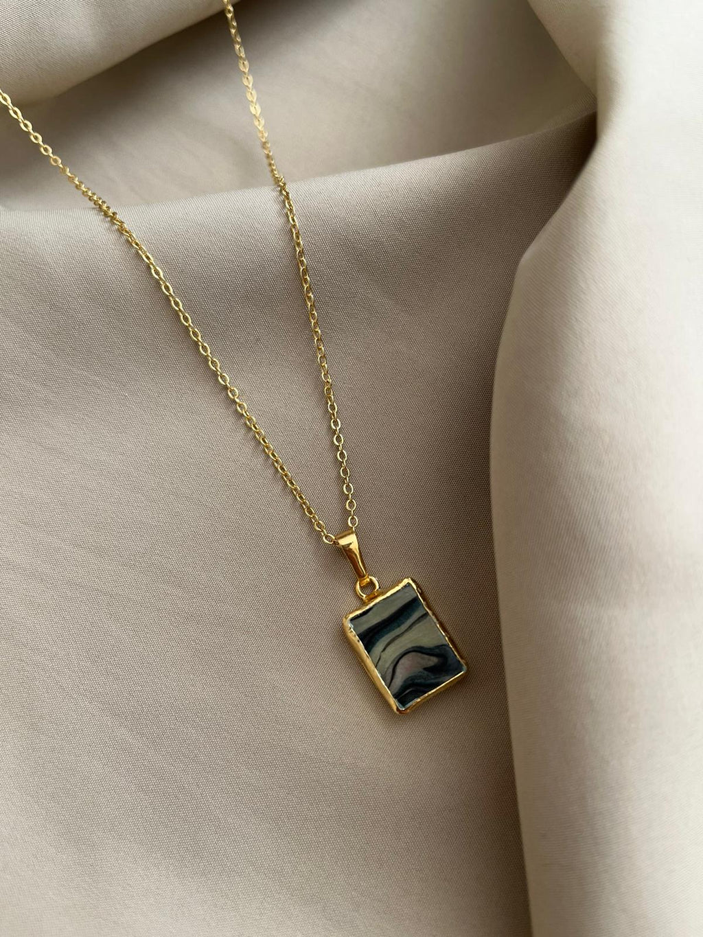Green Marble Stone Long Chain Necklace – opujewels