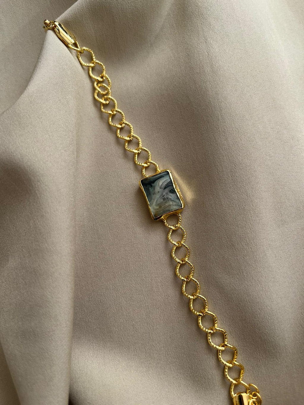 Green Marble Stone Dainty Chain Bracelet – opujewels