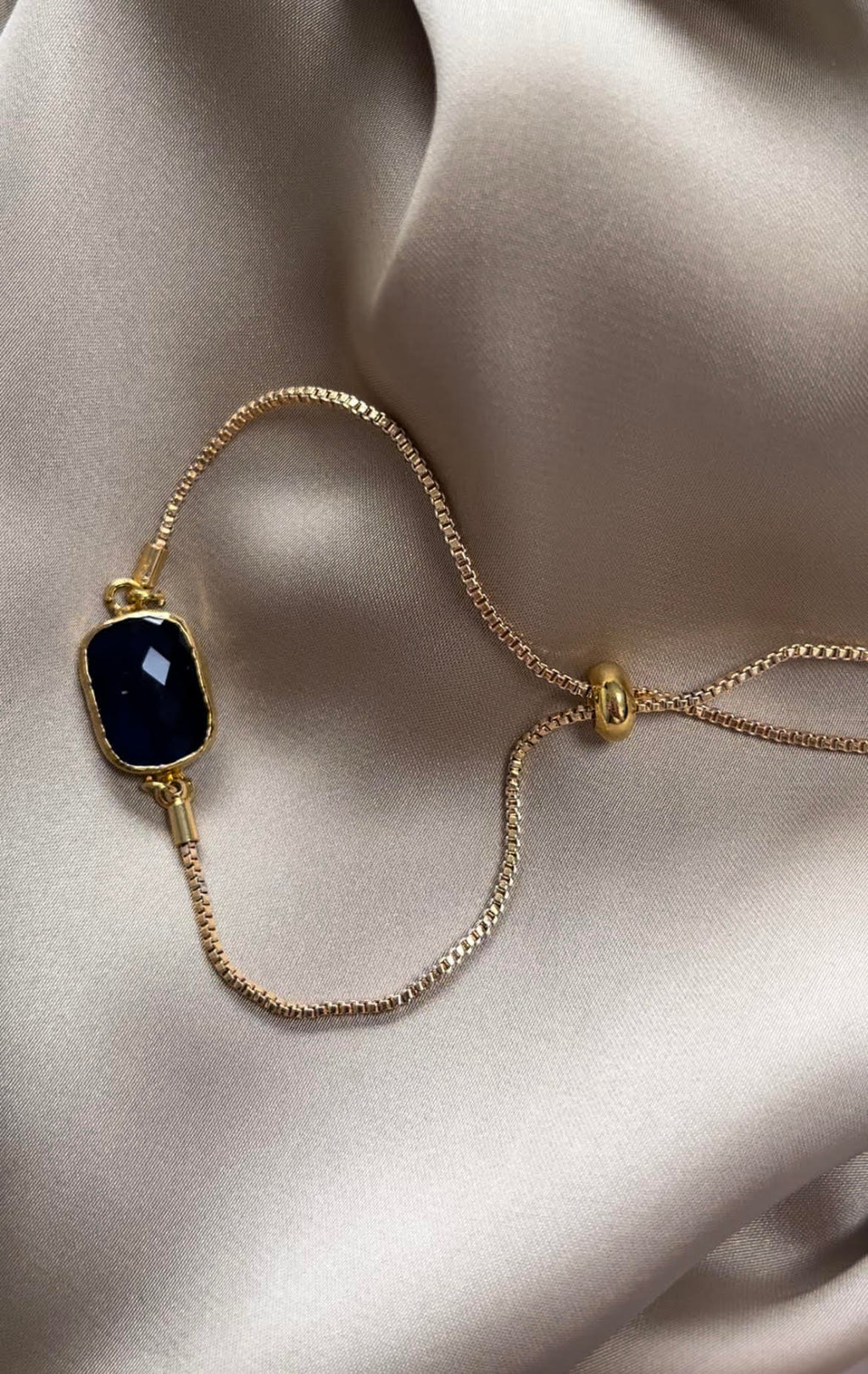 Navy Blue Rectangular Stone Fine Chain Bracelet – opujewels